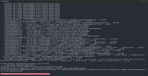 installation failed reverting composer json to its original content