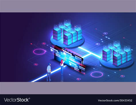 Web Hosting Concept Data Visualization Computing Vector Image