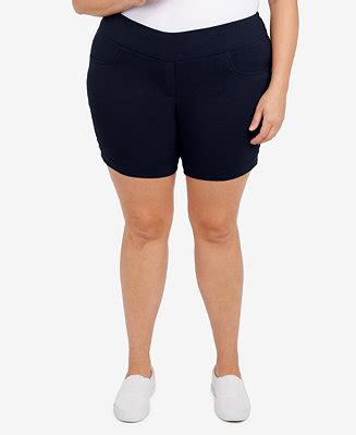 Plus Size Essentials Solid Color Tech Stretch Shorts With Elastic