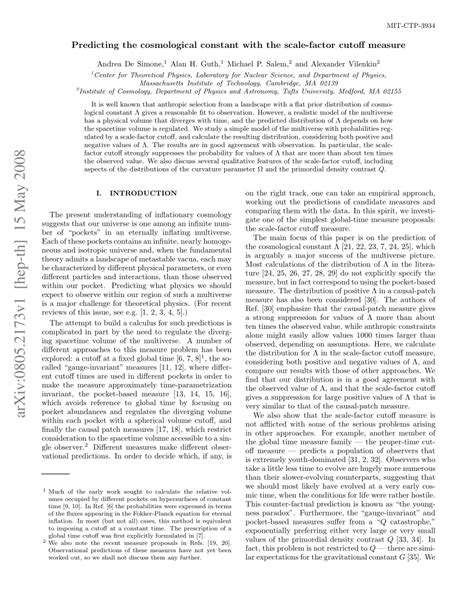 Pdf Predicting The Cosmological Constant With The Scale Factor Cutoff
