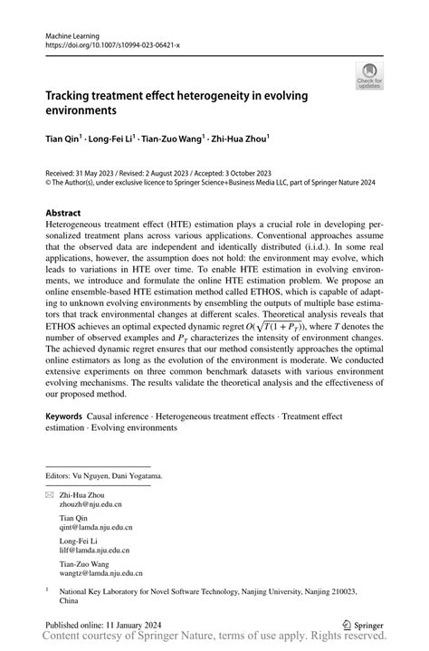 Tracking Treatment Effect Heterogeneity In Evolving Environments