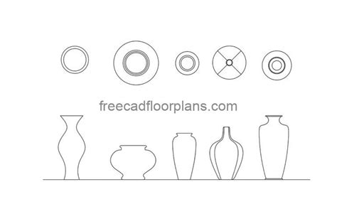 Vases Autocad Block Plan Elevations Free Cad Floor Plans