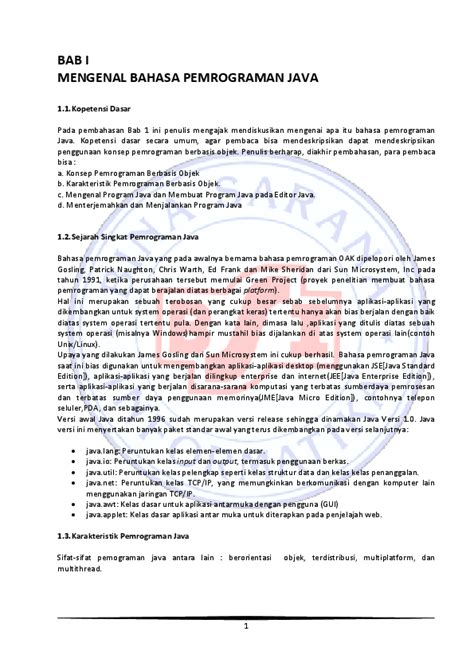 Pdf Mengenal Bahasa Pemrograman Java