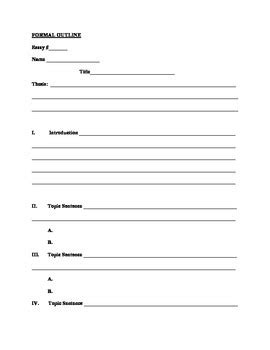 Formal Outline Template By Everyday ESL Resources And Composition