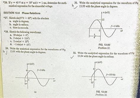 Solved 602 Iii Sinusoidal Alternating Waveforms 17 Given