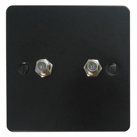 Flat Plate Matt Black Double Satellite Socket