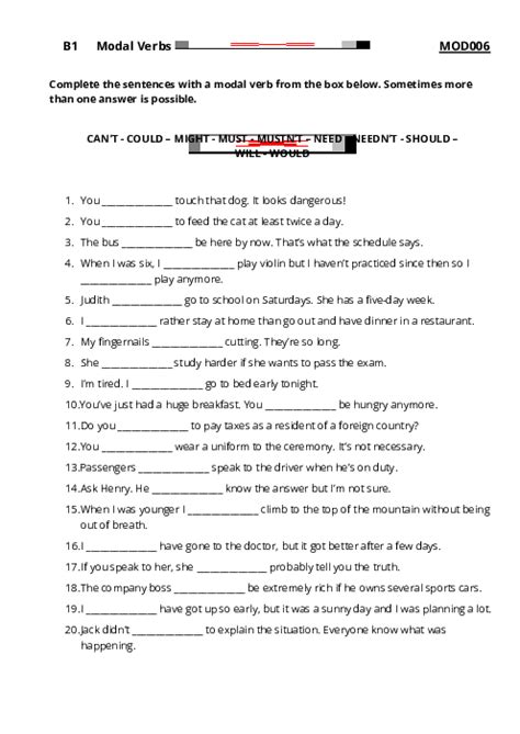 Grammar Test Modal Verbs