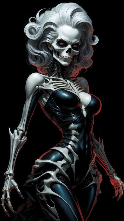 Skeletal Woman Female Skeleton Character Muerte Sexy Art Macabre