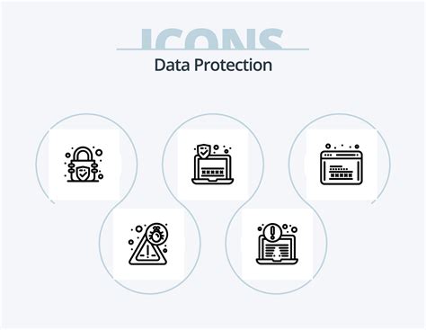 Data Protection Line Icon Pack 5 Icon Design Laptop Shield Coding Security Web Security