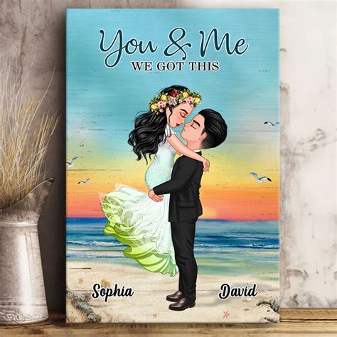 Personalized Married Engaged Doll Couple Kissing Hugging Poster Designed By Shut Mover Meear