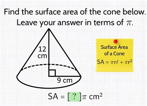 Find The Surface Area Of The Cone Below Leave Your Chegg Com