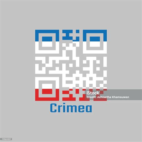 Qr 코드는 크림 플래그의 색상을 설정 합니다 블루 화이트와 레드 트라이 밴드 0명에 대한 스톡 벡터 아트 및 기타 이미지 0명 Qr코드 개념 Istock