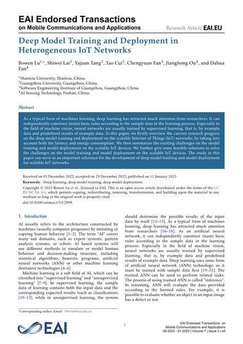 Pdf Deep Model Training And Deployment In Heterogeneous Iot Networks