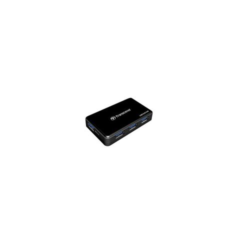 Transcend Port Usb Hub Black Powered Via Usb Port Or Power Adapter Geewiz