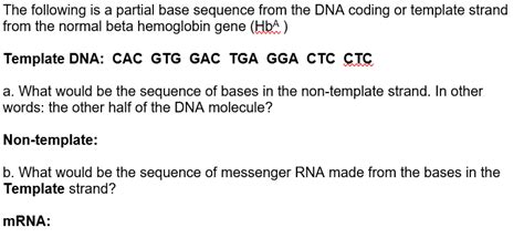 Solved The Following Is A Partial Base Sequence From The DNA Chegg