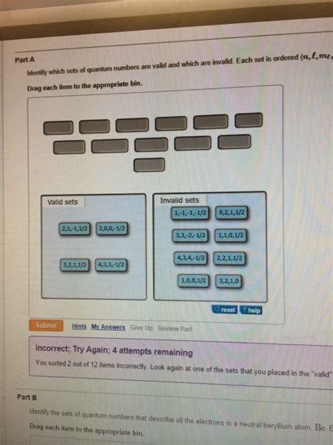 Solved Part A Identify Which Sets Of Quantum Numbers Are Chegg