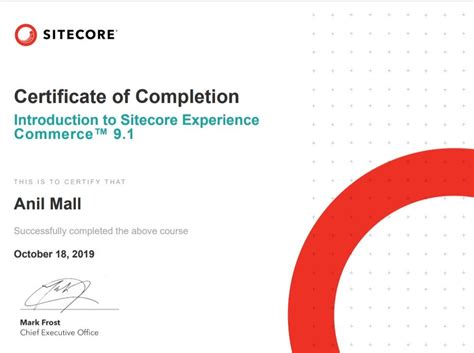 Anil Kumar Mall On Linkedin Certificate Of Completion Introduction To Sitecore Experience