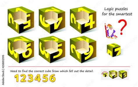 Logic Puzzle Game For Smartest Need To Find The Correct Cube From Which Fell Out The Detail