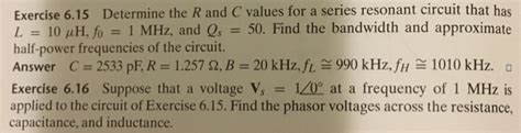 Solved Exercise Determine The R And C Values For A Chegg