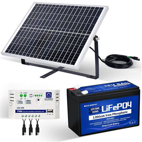 Eco Worthy Kit Panneau Solaire Avec Batterie 25w 12v Panneau Solaire 25w Batterie Lithium