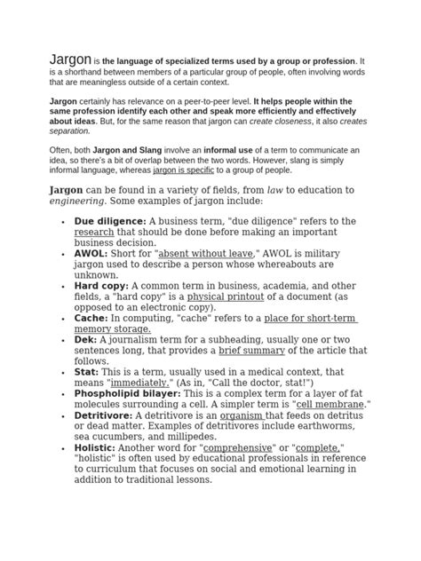 jargons lecture task pdf jargon