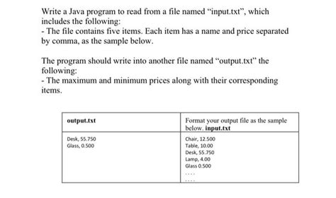Solved Write A Java Program To Read From A File Named