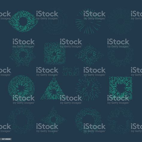 큰 벡터 햇살 복고풍 세트 빈티지 태양 광선 컬렉션 Hipster 그래픽 디자인 장식 프레임 요소에 텍스트를 위한 공간 개체 그룹에 대한 스톡 벡터 아트 및 기타 이미지