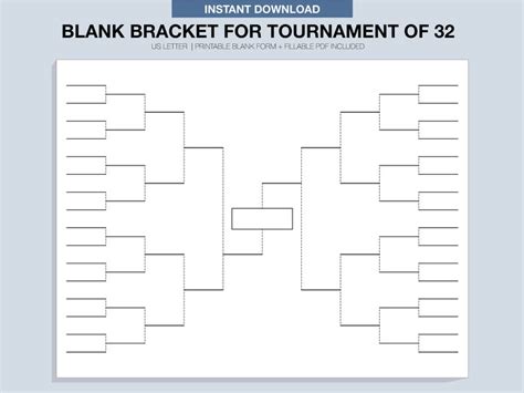 Blank Tournament Bracket Printable Fillable PDF Single Elimination Etsy