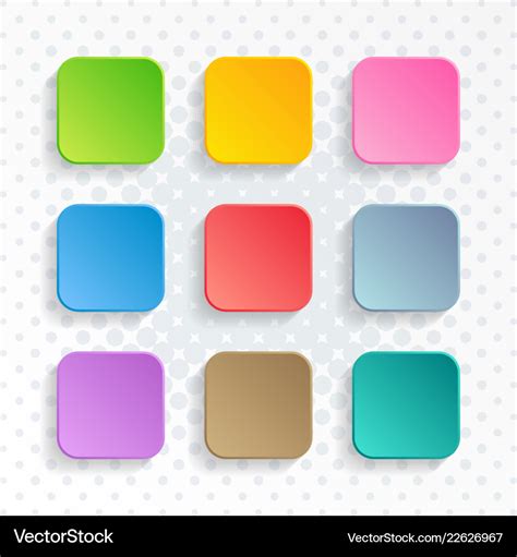 Blank Colorful Rounded Square Web Buttons Vector Image