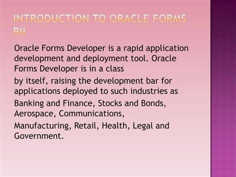 Oracle Forms Release Ii Ppt