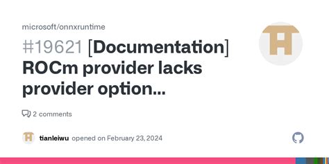 Documentation ROCm Provider Lacks Provider Option Document Issue