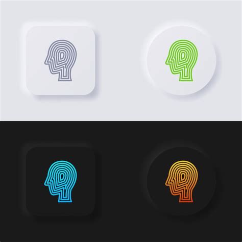Premium Vector Head Overlap Stroke Line Icon Set Multicolor Neumorphism Button Soft Ui Design