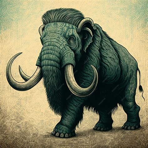 Premium Ai Image Illustration Of A Woolly Mammoth With Tusks And Long