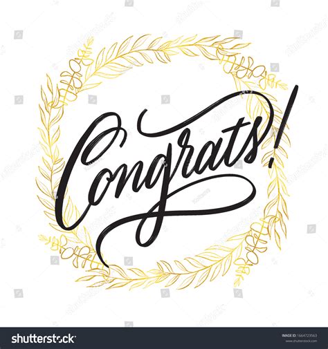 Congrats Congratulations Card Beautiful Greeting Scratched Stock Vector