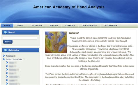 Website Redesign Academy Of Hand Analysis ⋆ Web Ninja