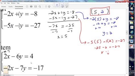 Systems Of Equations Addition Method With Opposite Coefficients Youtube