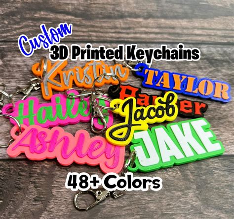 Custom 3d Printed Keychain Custom Key Chain Name Keychain Custom Key Ring 3d Printed Name Custom