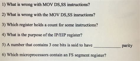 Solved 1 What Is Wrong With Mov Dsss Instructions 2 What