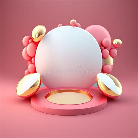 3d Glossy Stage With Easter Egg Decor For Product Presentation Stock