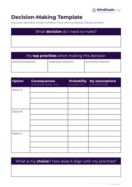 Decision Making Framework Pdf Template Pdf