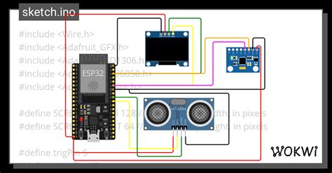 Ultrasonic Gyro With Oled Myskill Wokwi Esp32 Stm32 Arduino Simulator