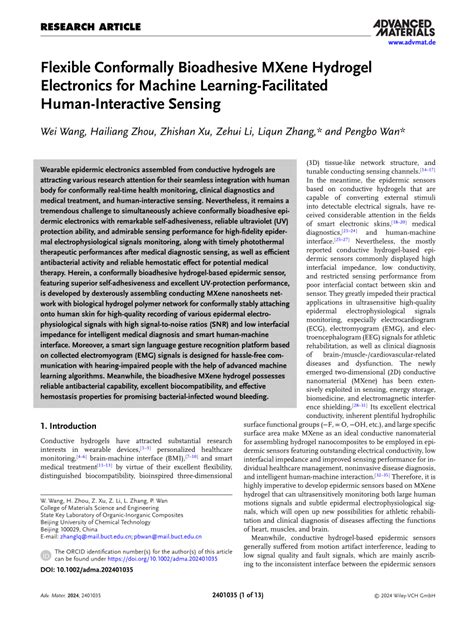 Flexible Conformally Bioadhesive Mxene Hydrogel Electronics For Machine Learning‐facilitated