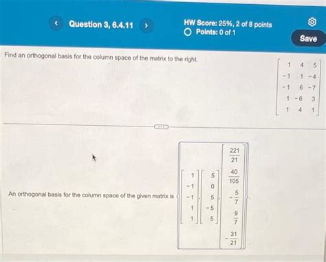 Solved Linear Algebra Please Helpfind An Orthogonal Basis