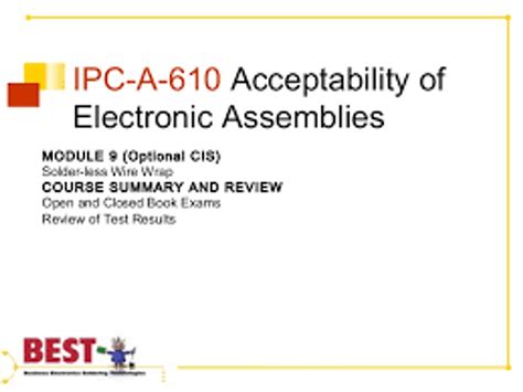 Ipc A 610 Certification Ipc Training At Best Inc