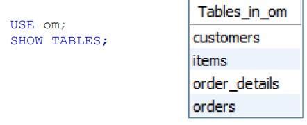 Solved SUBJECT MySQL Data Base TIA Using The Om Database Chegg