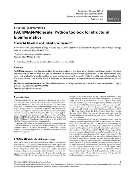 Pdf Packman Molecule Python Toolbox For Structural Bioinformatics