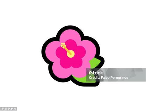 흰색 배경에 히비스커스 벡터 아이콘입니다 핑크 히비스커스 이모티콘 그림 격리 된 히비스커스 꽃 벡터 이모티콘 섬에 대한 스톡 벡터 아트 및 기타 이미지 Istock