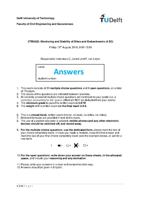 Exam August 2016 Answers Geodesy Only Delft University Of