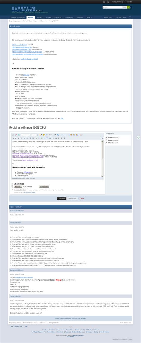 Ffmpeg 100 Cpu Windows 7