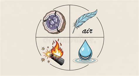 Four Classical Elements And Ether Vector Poster Stock Vector